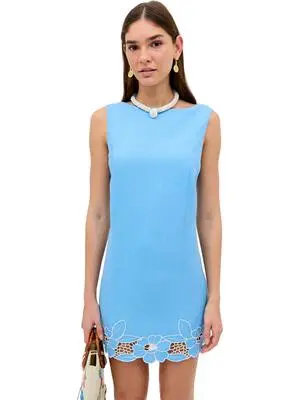 Rixo Bingley Daisy Cutwork Embroidery Mini Dress - Blue