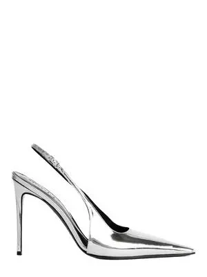 Retrofete Pointed Slingback Pumps Silver