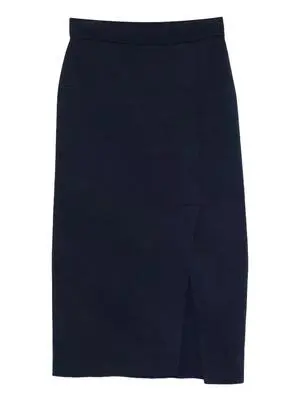 AROVESCIO Ribbed Knit Midi Skirt Blue