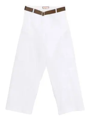 Plan C Belted Wide-leg Trousers - White