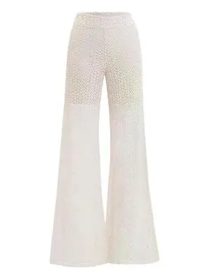 SAIID KOBEISY Knitted Wide Leg Trousers - Neutrals
