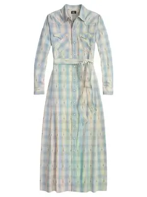 Ralph Lauren Plaid Belted Midi Shirtdress - Blue