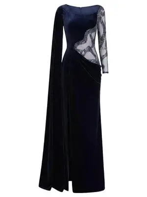 GEMY MAALOUF Bead-embellished Velvet Dress - Blue