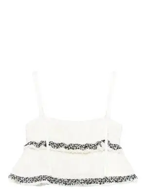 Sacai Tiered Frayed-edge Top - Neutrals