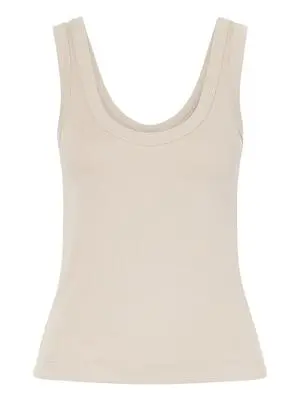 Brunello Cucinelli Ribbed Cotton-blend Jersey Tank - Neutrals