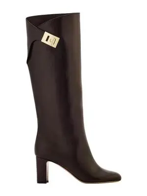 FERRAGAMO Hug Buckle Knee High Boots - Brown