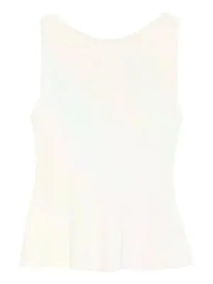 RÓHE Ribbed Knit Peplum Top - Neutrals