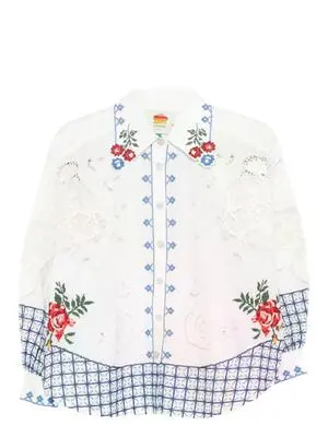 FARM RIO Richelieu Embroidered Broderie Anglaise Top