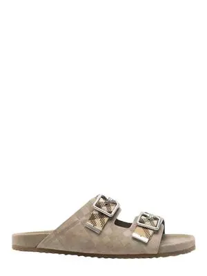 Burberry Suede Sandals - Neutrals