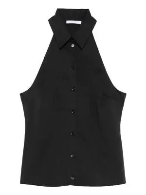 Patrizia Pepe Button Halterneck Top - Black