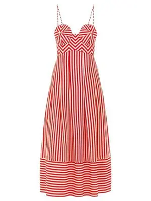 Farm Rio Striped Midi Dress - Red