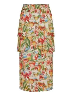 Farm Rio Tiered Floral Skirt - Neutrals
