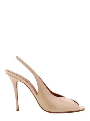 Amina Muaddi 105mm Kristina Heeled Mules Neutrals