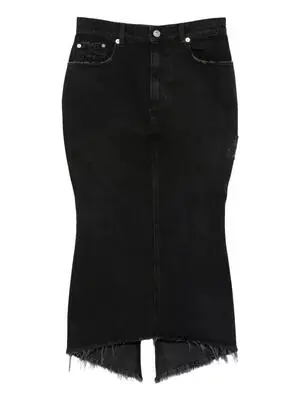 Matieres Fecales Distressed Frayed Midi Skirt - Black