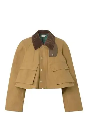 JW ANDERSON Cropped Corduroy-Trimmed Waxed-Cotton Jacket