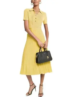 Michael Kors Fit & Flare Polo Midi Dress - Black