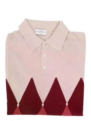 BALLANTYNE Argyle-pattern Short-sleeves Polo Shirt - Pink