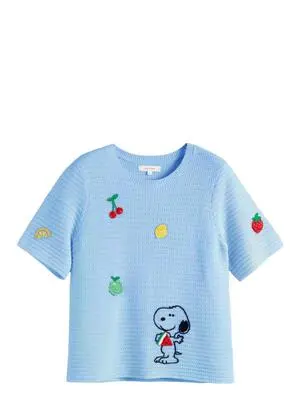 Chinti & Parker Crochet Cotton T-shirt - Blue