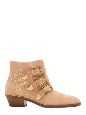 Chloé Susan Studded Buckle-strap Boots - Neutrals