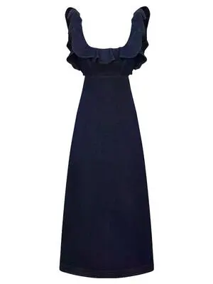 Zimmermann Aster Ruffled Denim Dress - Blue