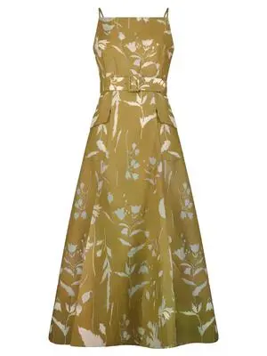 Lela Rose Floral-print Midi Dress - Brown