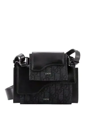 Dior Elite Shoulder Pouch Oblique Canvas Crossbody Bag - Black