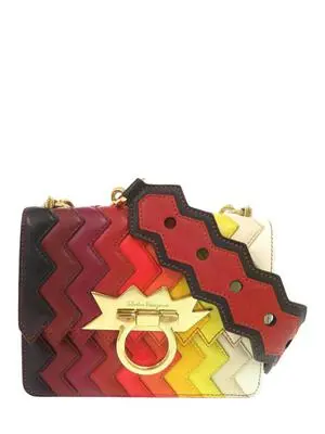 FERRAGAMO Mini Leather Zigzag Gancini Crossbody Bag - Red