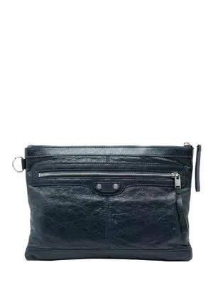 Balenciaga 2016 Lambskin Motocross Classic Clip M Clutch Bag - Blue