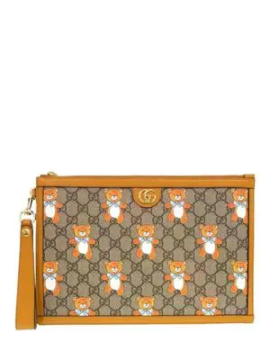Gucci 2021 Limited Edition Kai Gg Supreme Teddy Bear Wristlet - Neutrals