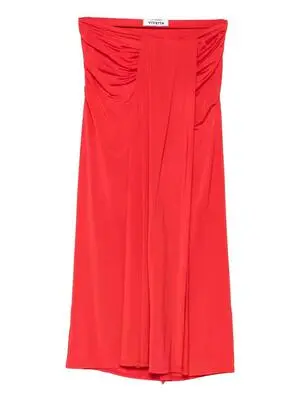 Vivetta Ruched Midi Skirt - Red