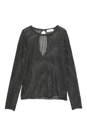 ROBERTO COLLINA Ribbed-knit Cut-out Sweater - Grey