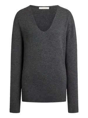 12 STOREEZ U-neck Long Sleeve Sweater - Grey