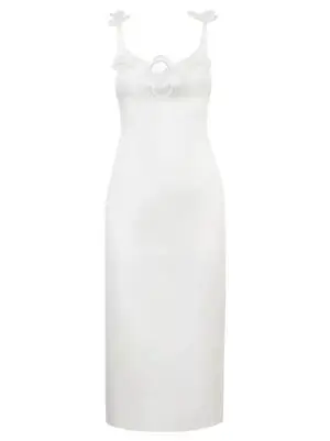 David Koma Flower-embellishment Midi Dress - White