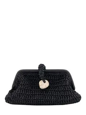 SERENA UZIYEL Delphine Raffia Clutch Bag - Black