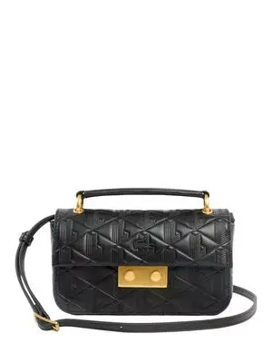 Lacoste Embossed Top-handle Satchel - Black