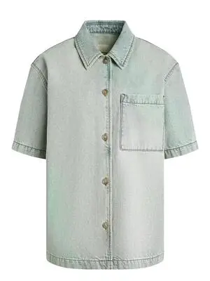 12 STOREEZ Bowling Denim Shirt - Blue