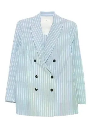 MY MYTHS Striped Double-breasted Blazer - Blue