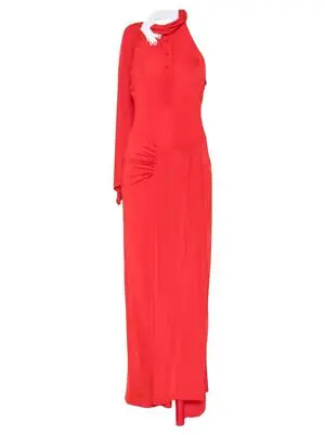 Vivetta Halter-neck Asymmetrical Maxi Dress - Red