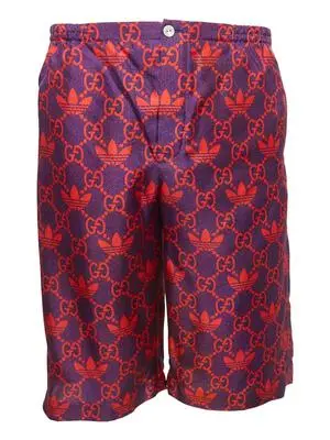Gucci X Adidas Logo Silk Shorts - Red
