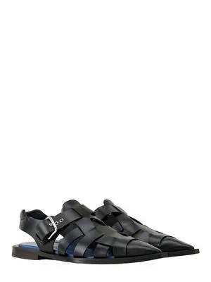 LANVIN Pointed-Toe Leather Sandals Black