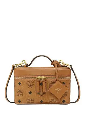 Mcm Aren Mini Visetos Crossbody Bag - Cognac