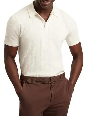 Ted Baker London Edgard Mixed Stitch Polo Shirt - Ecru