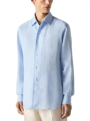 Zegna Oasi Lino Shirt - Light Blue