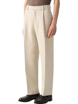 Zegna Pleated Linen Pants - Light Taupe