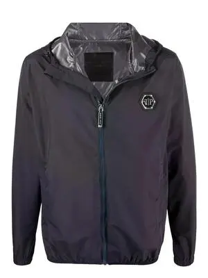 Philipp Plein Logo-patch Zip-up Windbreaker - Blue