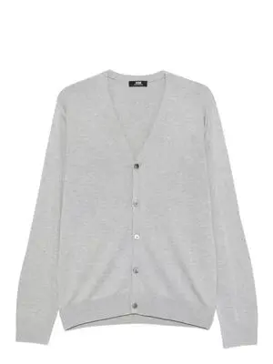 Alpha Studio Button V-neck Cardigan - Grey