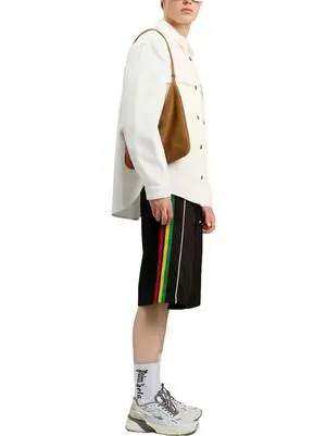 Palm Angels Striped Logo Shorts - Black