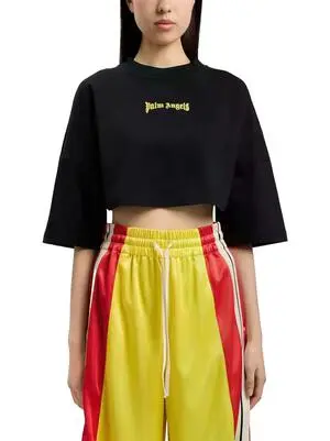 Palm Angels Logo-print Cropped T-shirt - Black