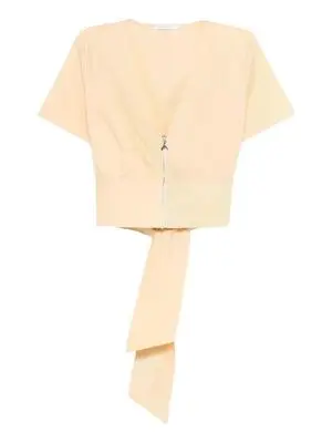 Patrizia Pepe Zip-fastening Cropped Top - Neutrals