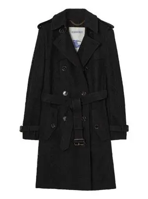 Burberry Mid-length Paisley Lace Trench Coat - Black